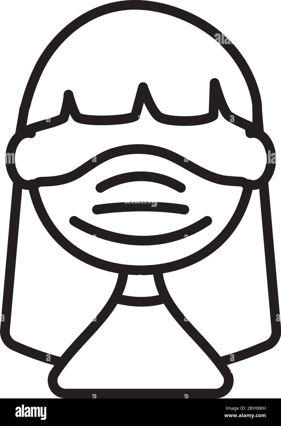 avatar woman with medical mask icon over white background, line style ...