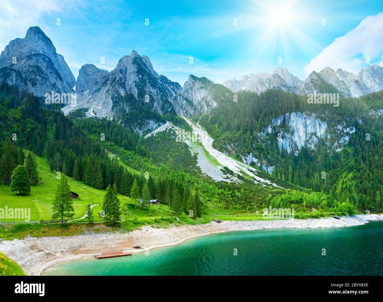 Alpine summer lake view Stock Photo - Alamy