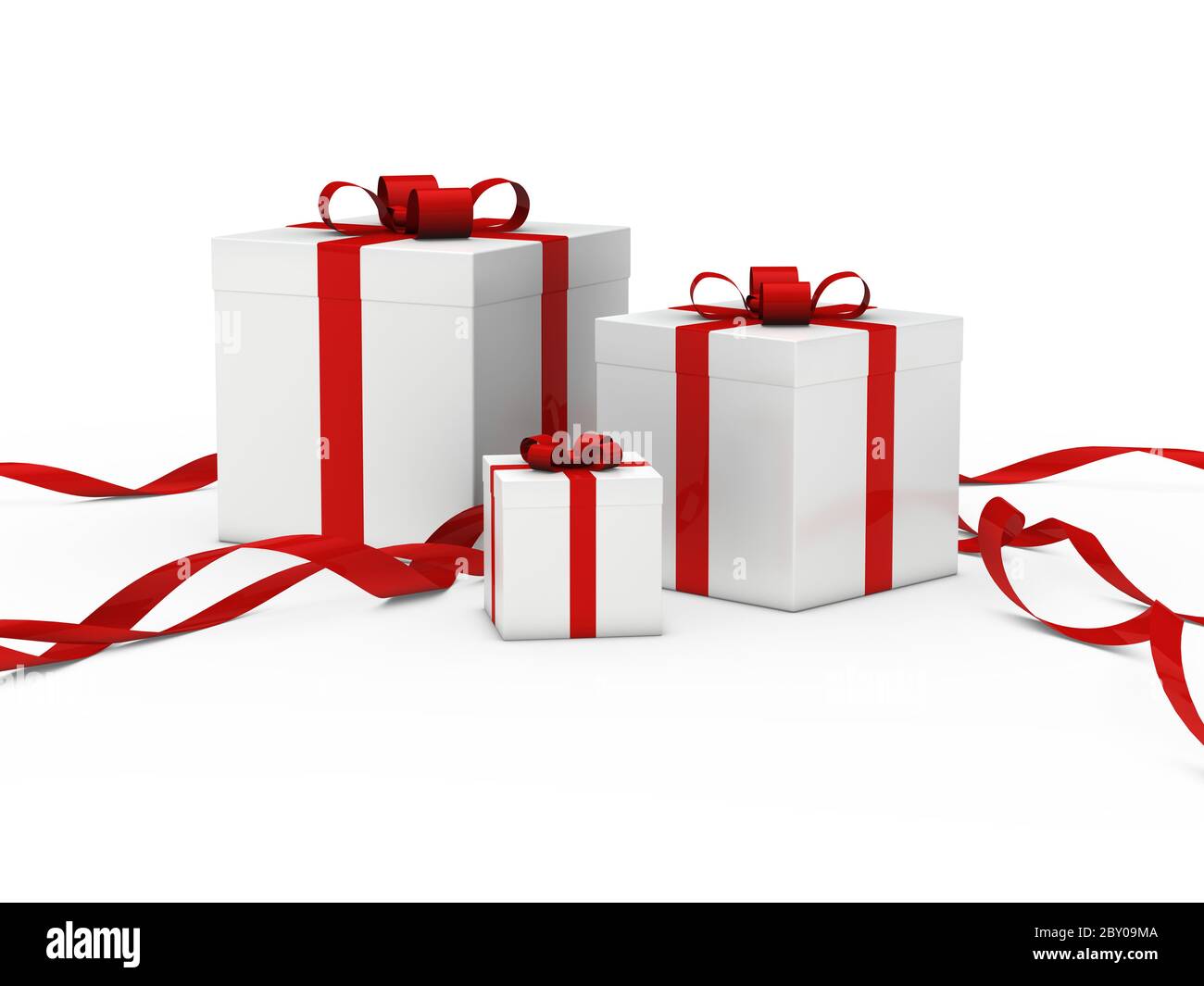 gift box white red ribbon Stock Photo - Alamy