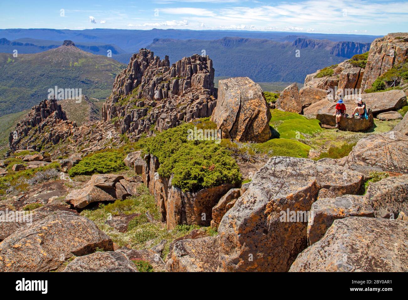 Hikers on the summit of Mt Ossa Stock Photo - Alamy