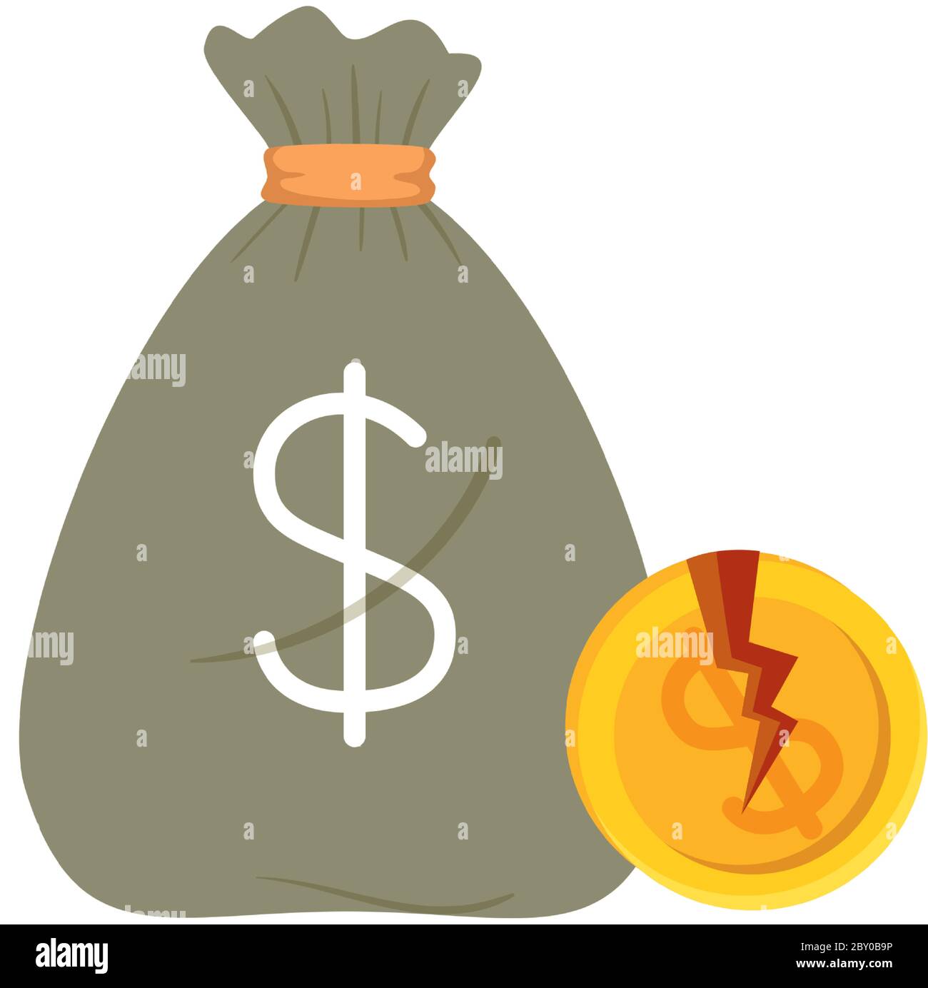 broken dollar coin and money bag of bankruptcy vector design Stock Vector Image & Art - Alamy