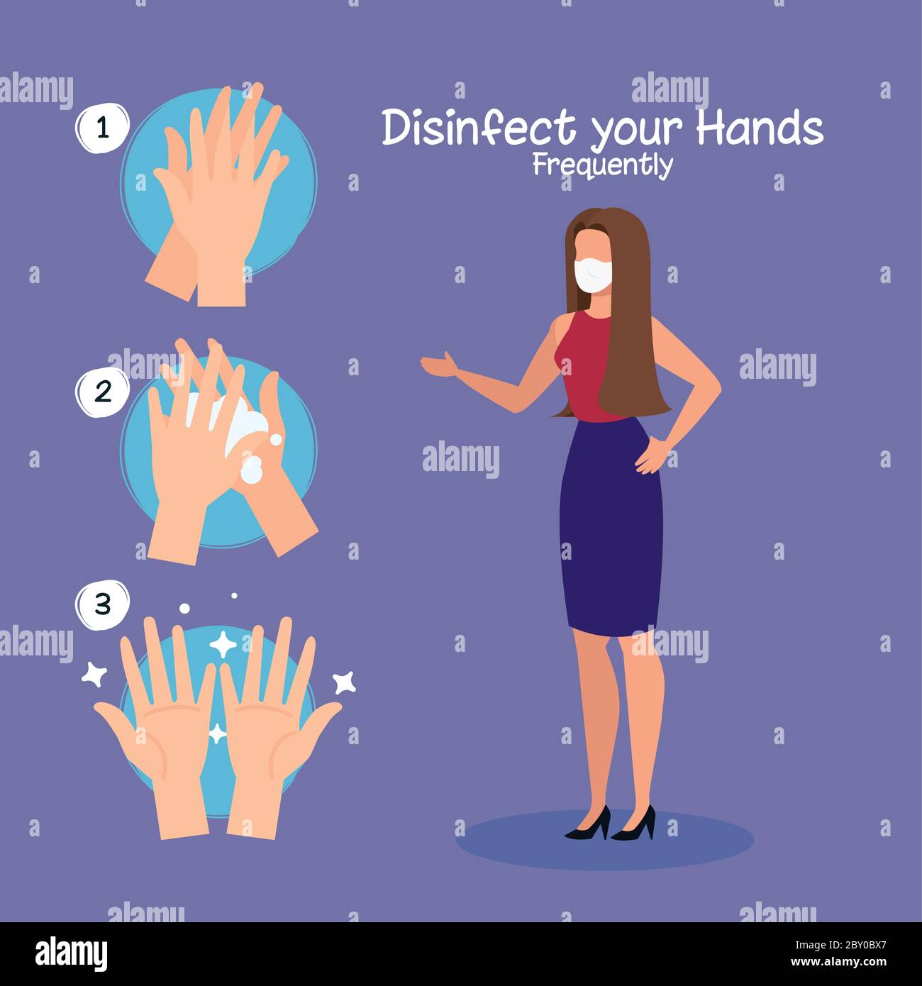 Businesswoman And Hands Washing Steps Vector Design Stock Vector Image