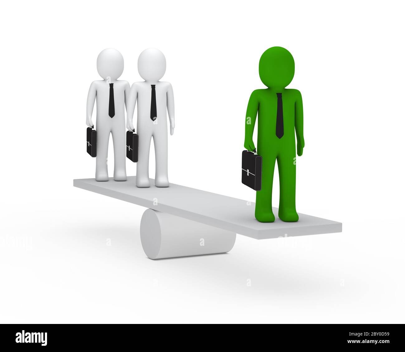 Business men with briefcase green balance seesaw hi-res stock ...
