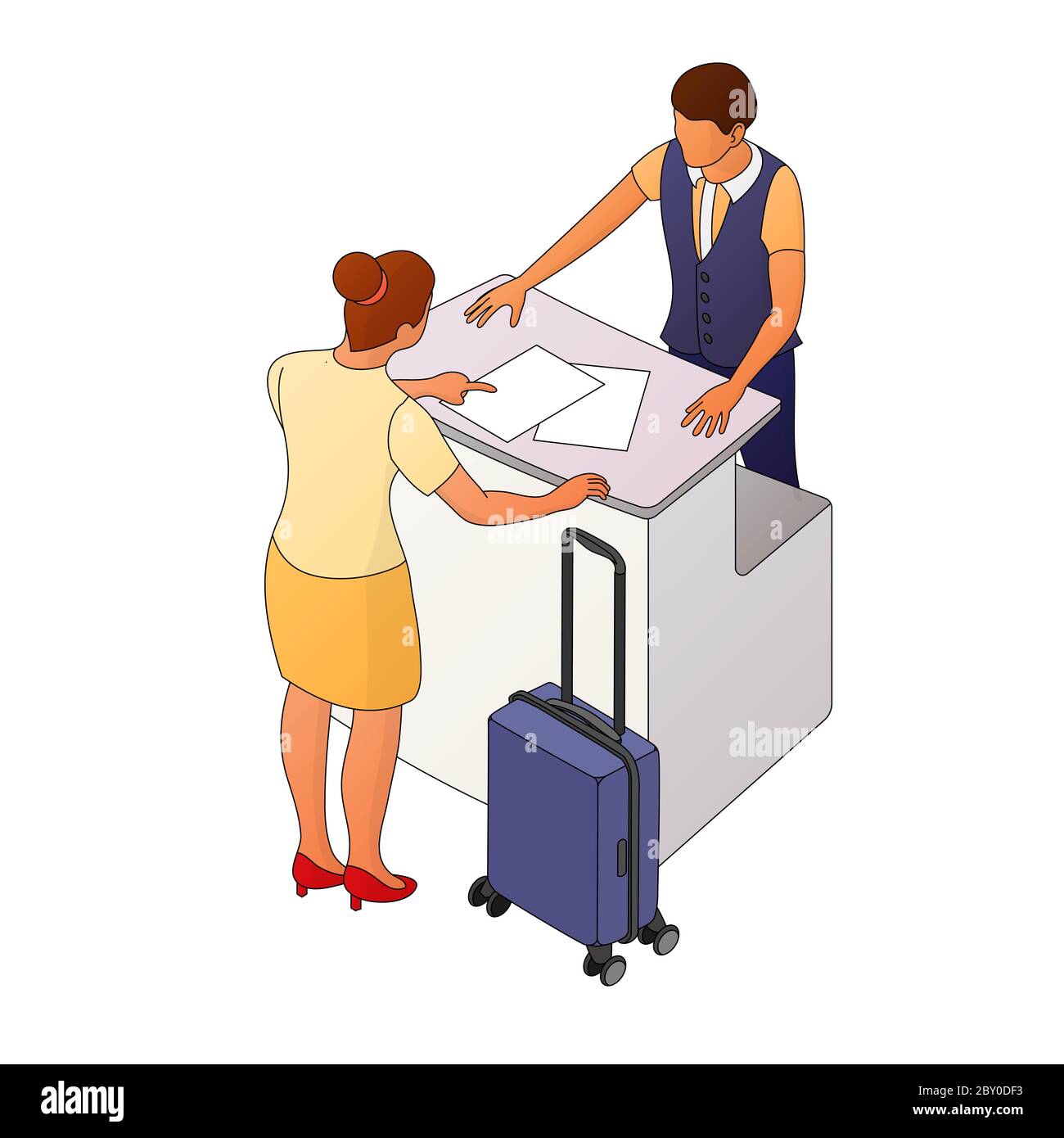 Man signing reception desk people Stock Vector Images - Alamy