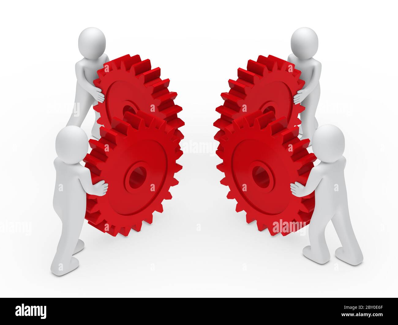 teamwork circle red gear Stock Photo - Alamy