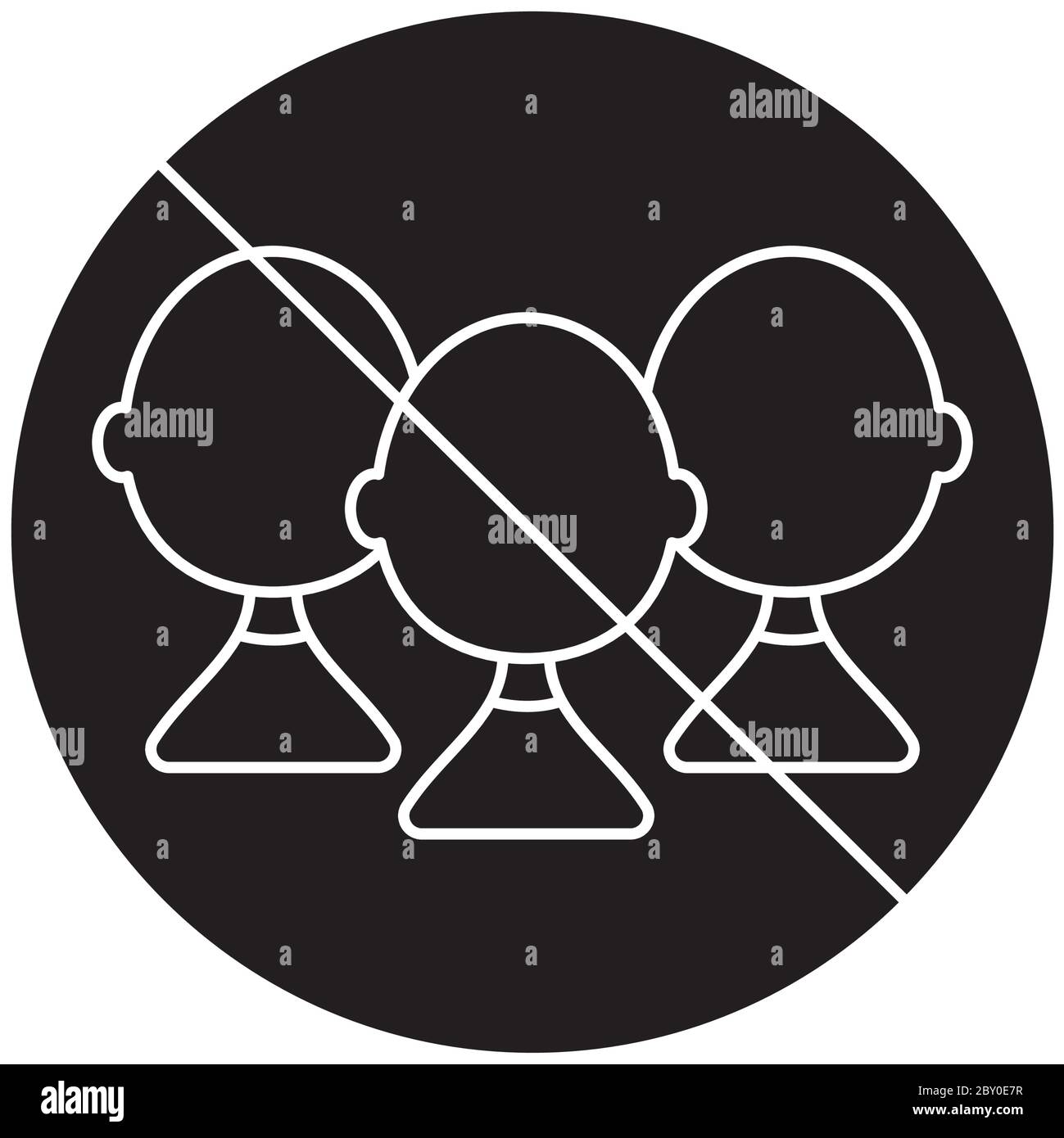 prohibited the crowd symbol, forbidden sign with people icon over white ...