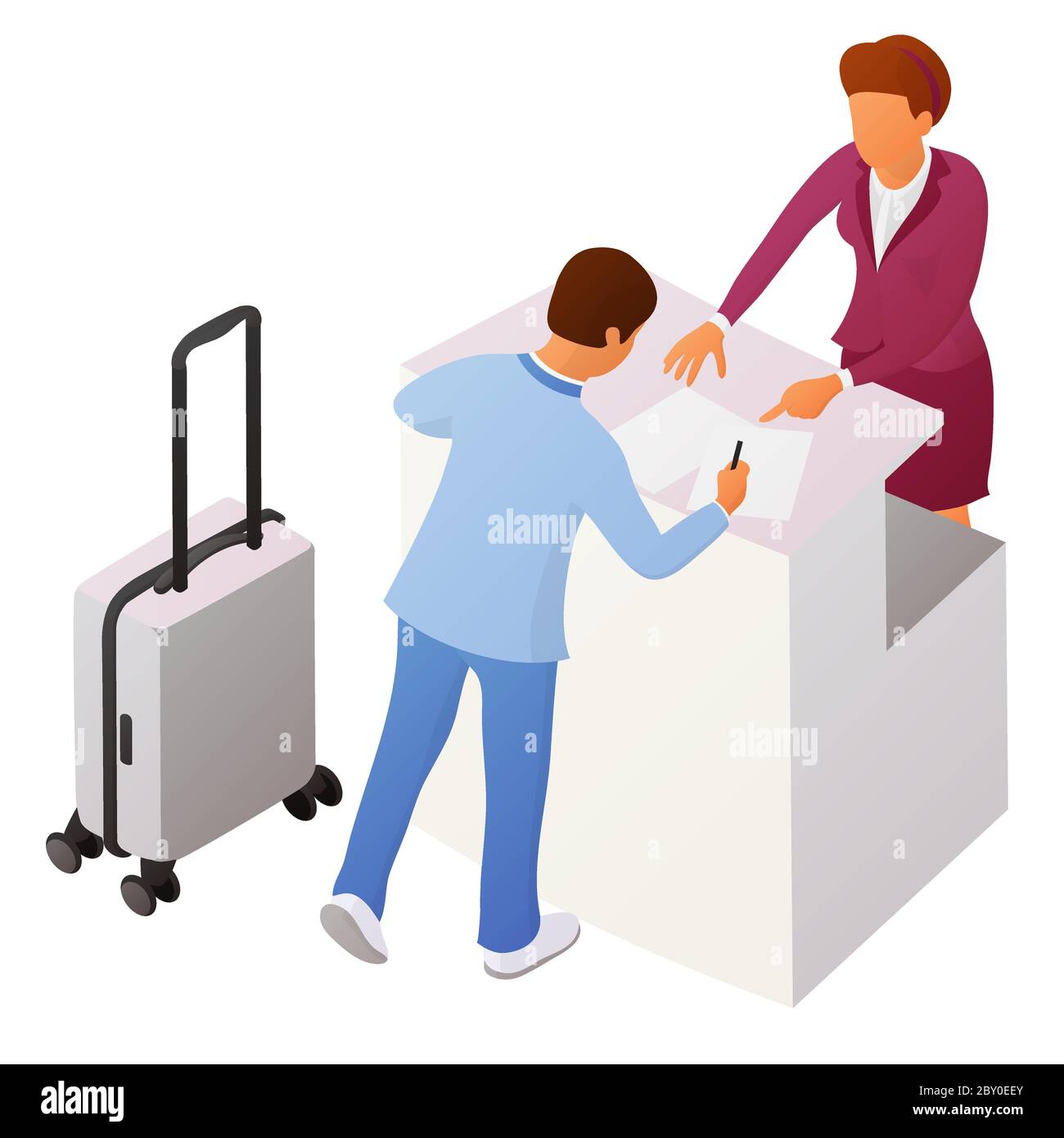 Man signing reception desk people Stock Vector Images - Alamy