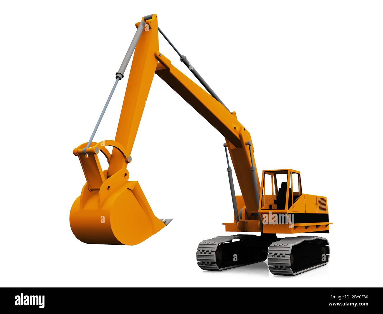 mechanical excavator on a white background Stock Photo - Alamy
