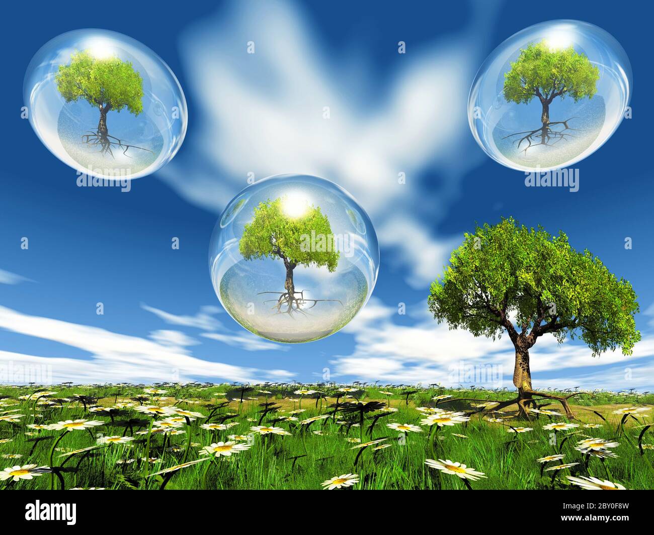trees in bubbles Stock Photo - Alamy