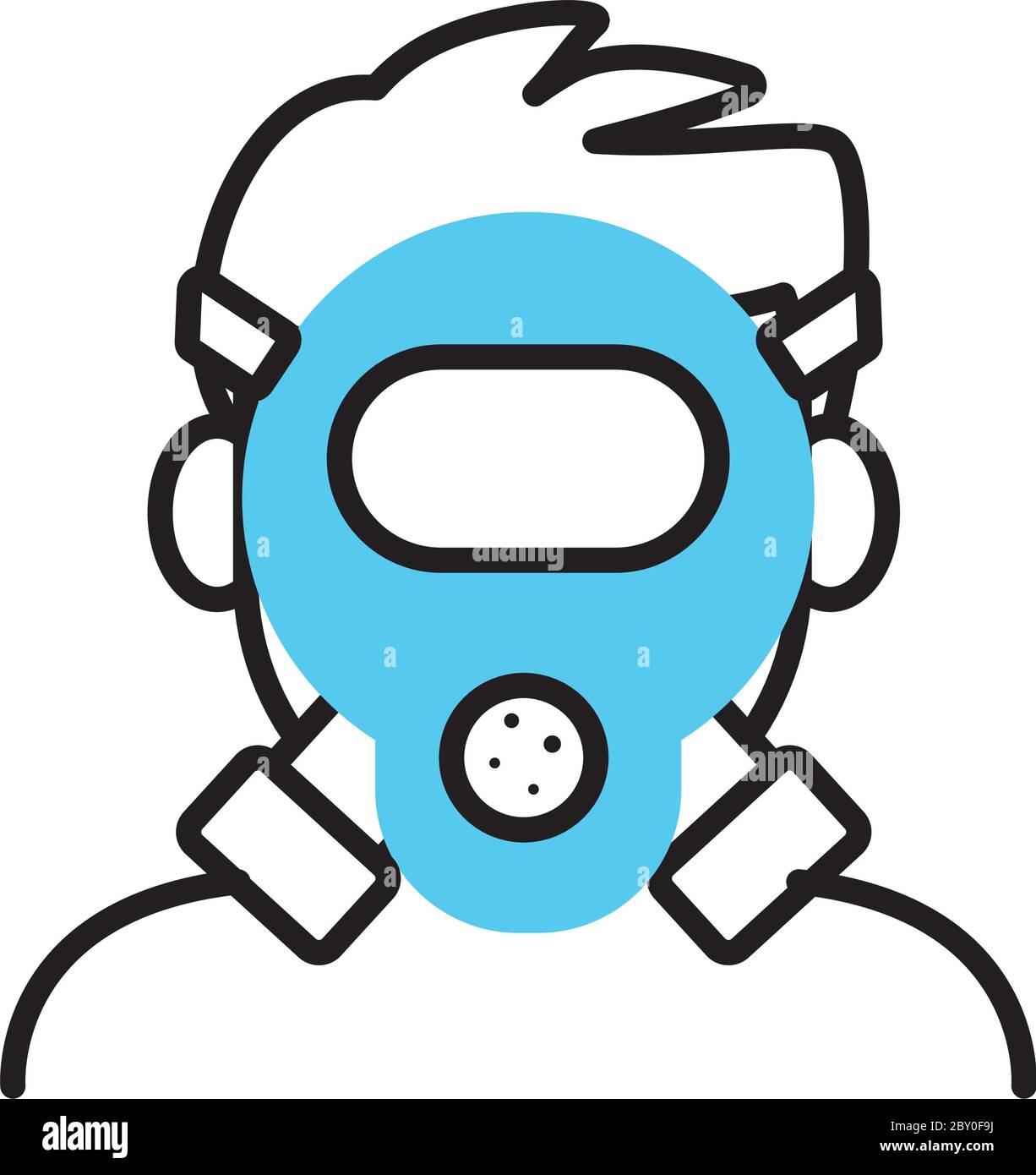 person wearing biosafety mask line half color style icon vector ...