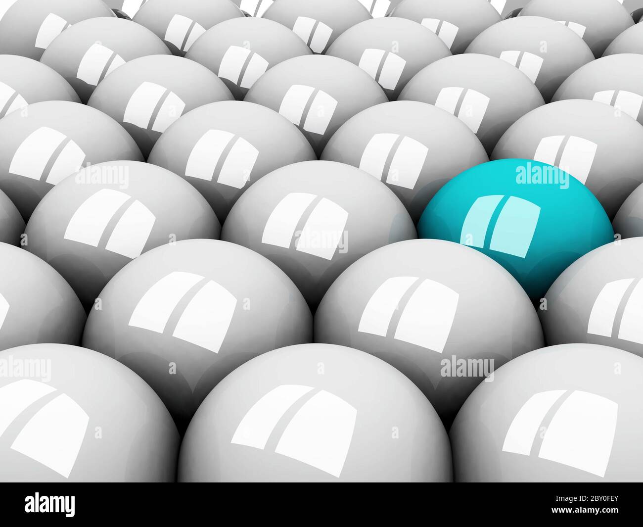 white balls and one blue ball Stock Photo - Alamy