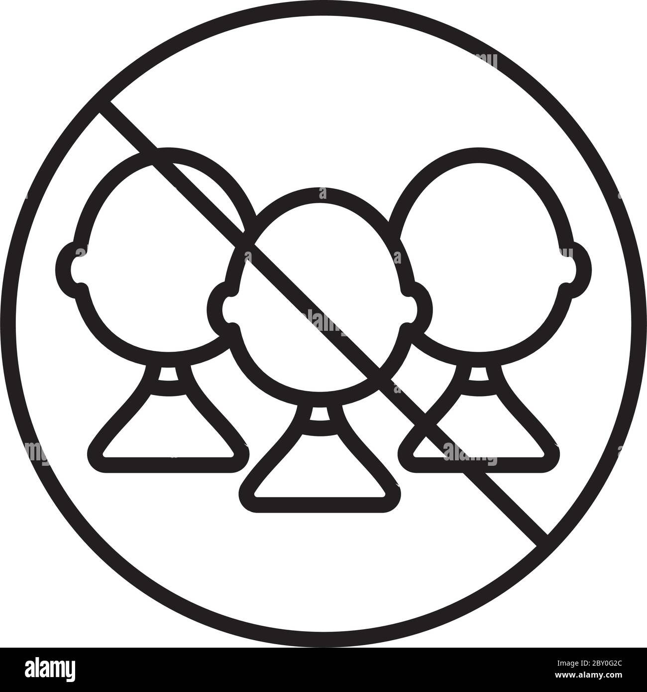 prohibited the crowd symbol, forbidden sign with people icon over white ...