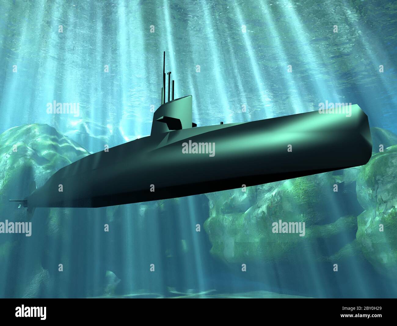 the submarine under the water Stock Photo - Alamy