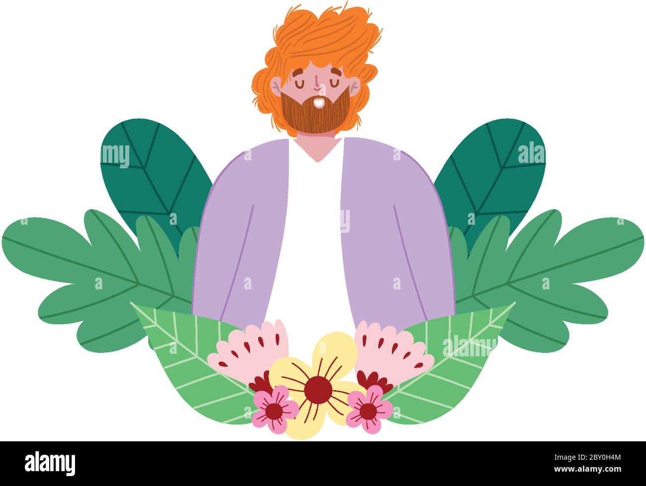 happy fathers day, dad character and flowers vector illustration Stock ...