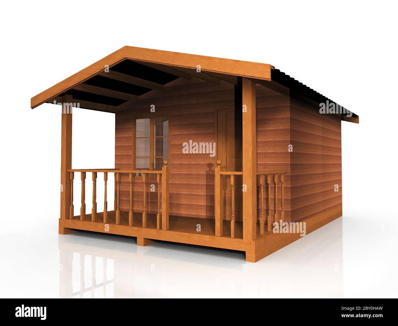 wooden hut on a white background Stock Photo - Alamy