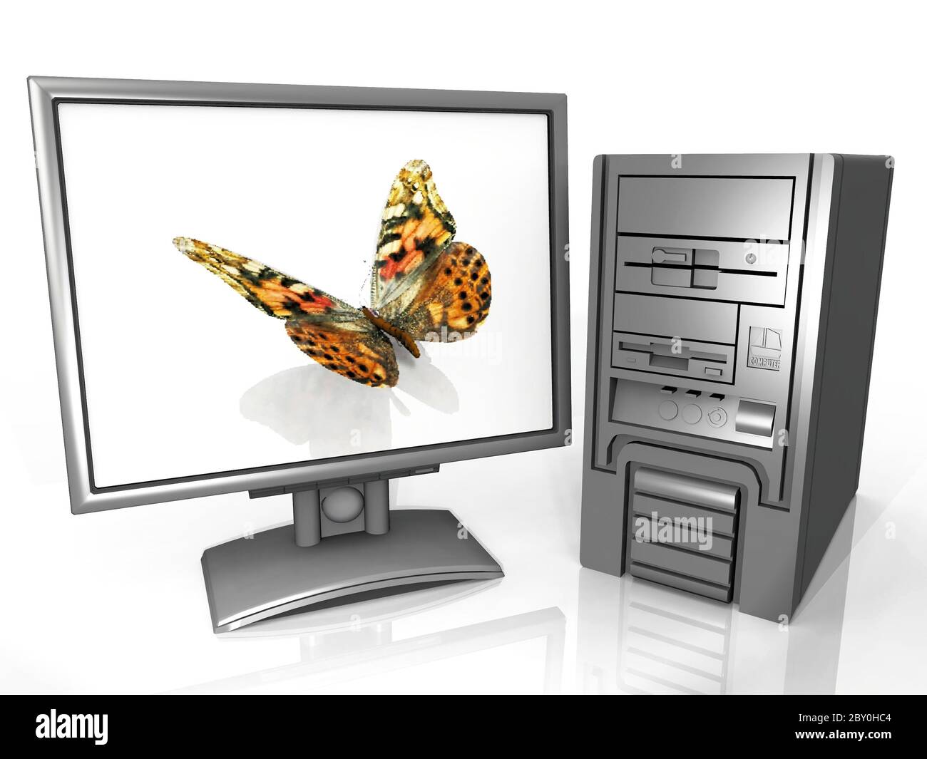 computer screen and the Butterfly Stock Photo - Alamy