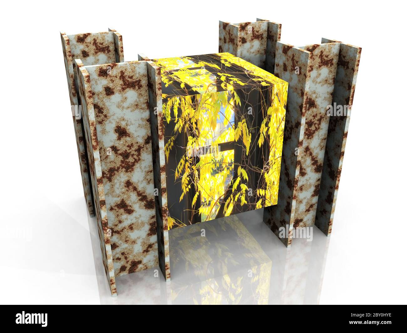 the cube and metallic iron Stock Photo - Alamy