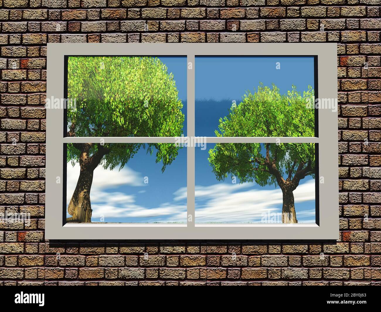 trees and nature through the window Stock Photo - Alamy