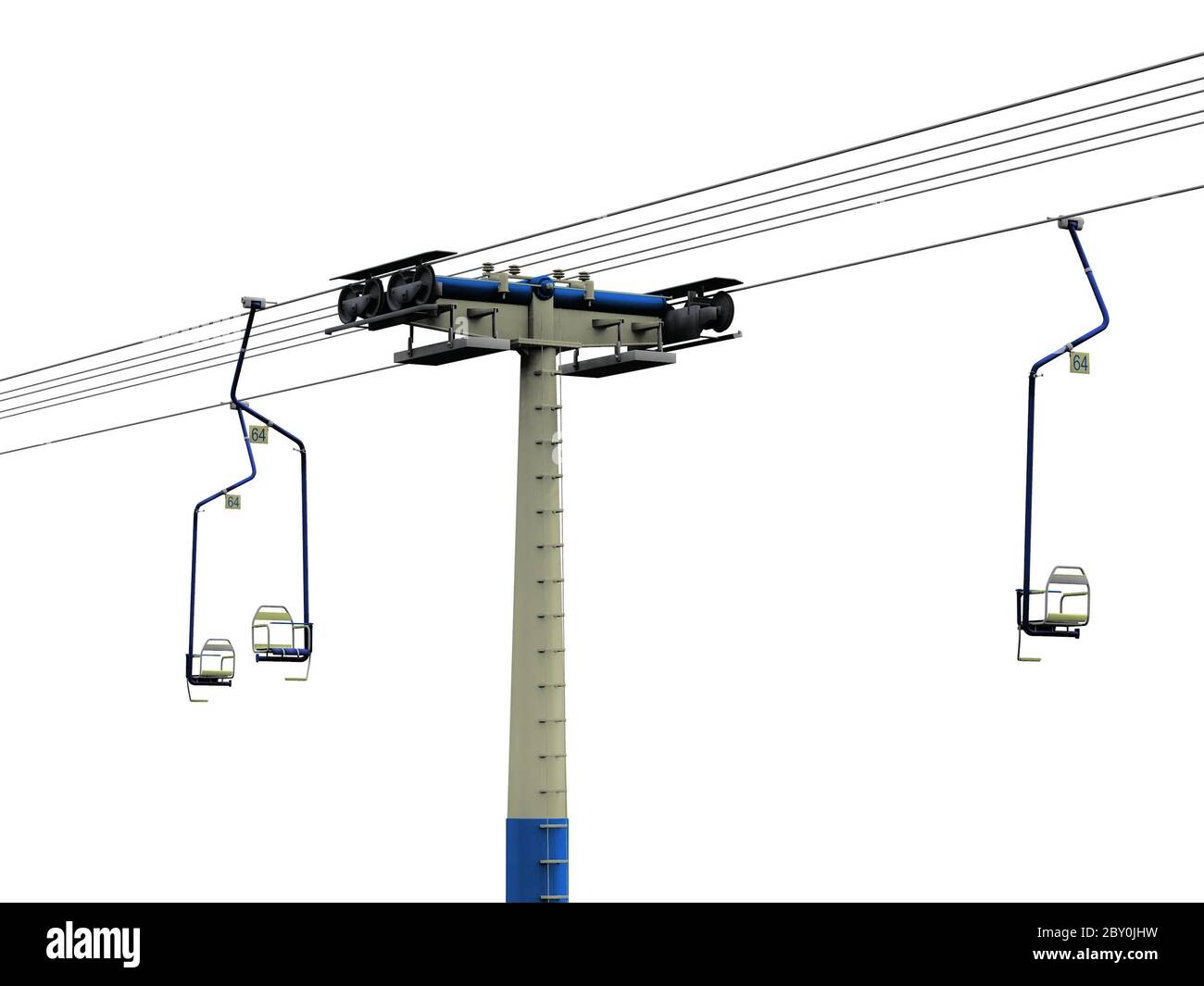 ski lift on a white background Stock Photo - Alamy