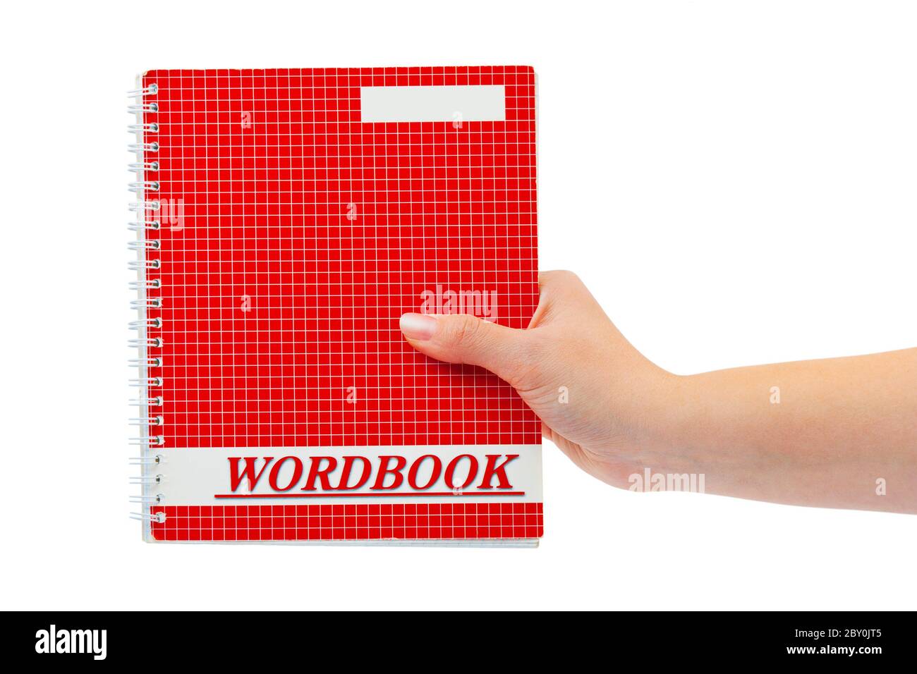 School book in hand Stock Photo - Alamy