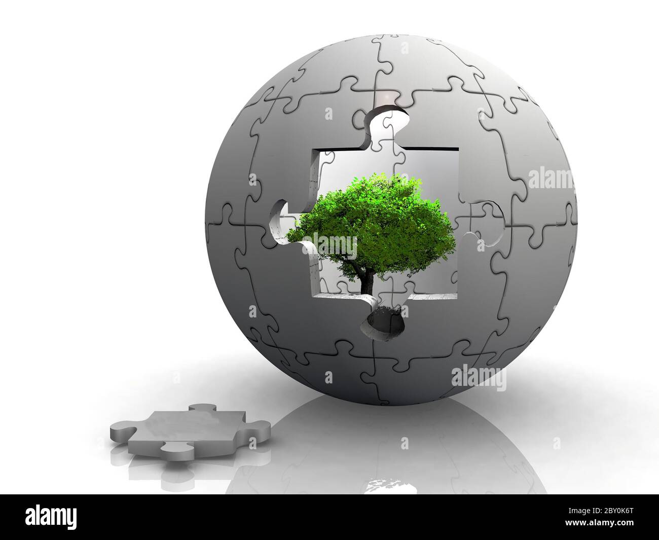 green tree in a puzzle bubble Stock Photo - Alamy