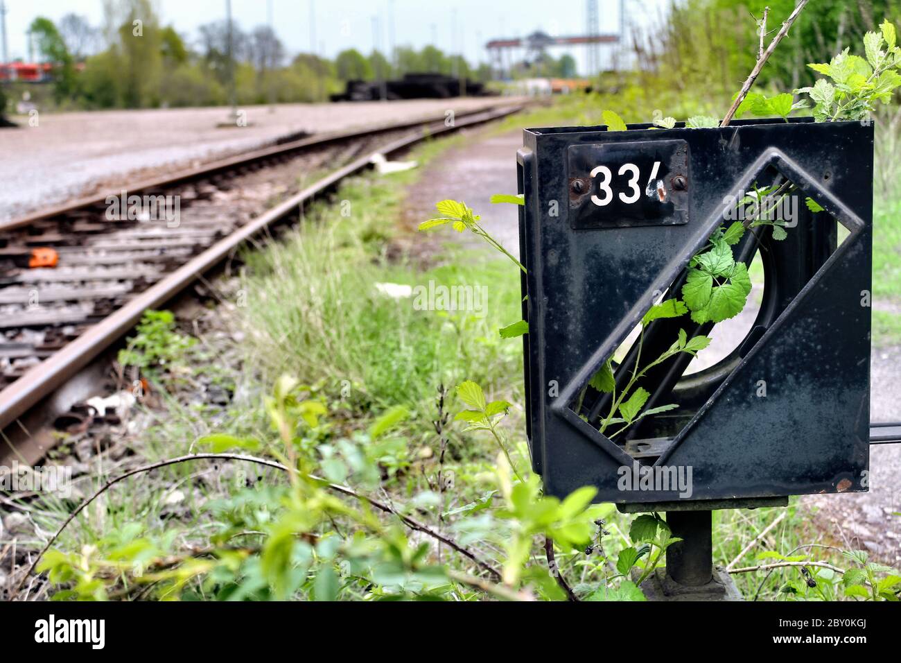 Old track switch on the railway track in the grass Stock Photo - Alamy
