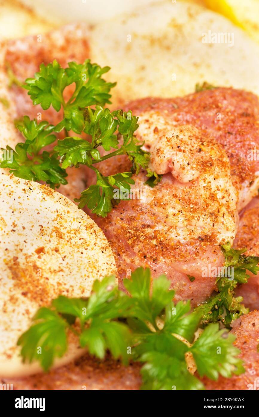 Two raw marinated beef steaks hi-res stock photography and images - Alamy