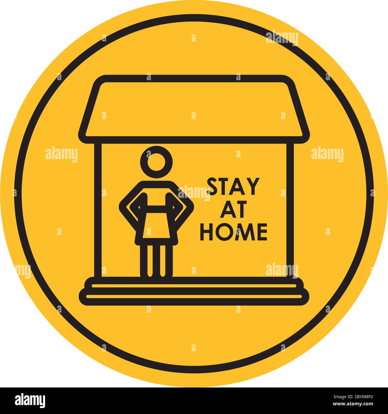 stay at home concept, pictogram woman at the house over white ...