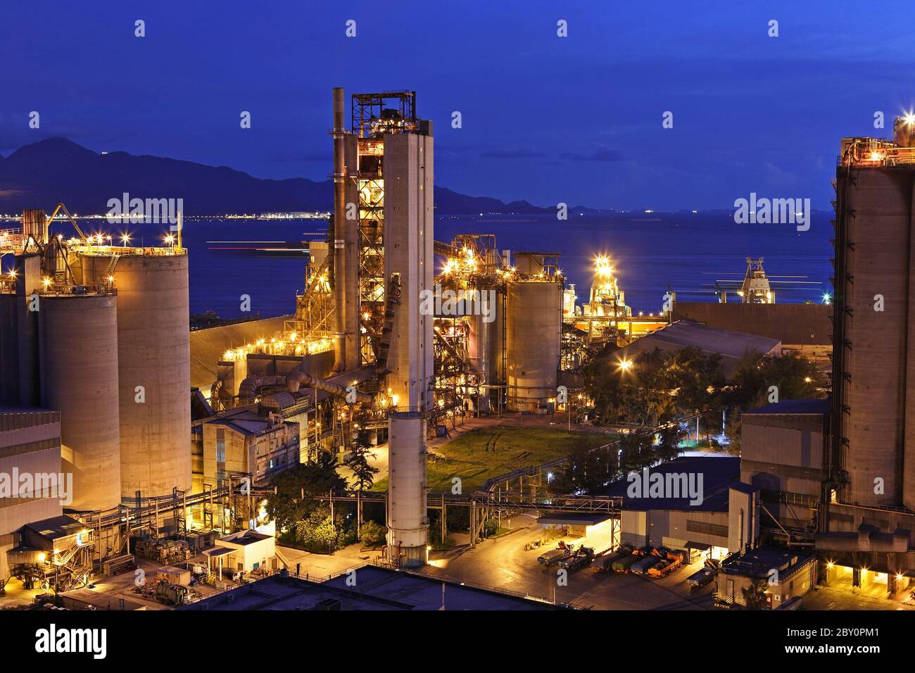 cement factory at night Stock Photo - Alamy