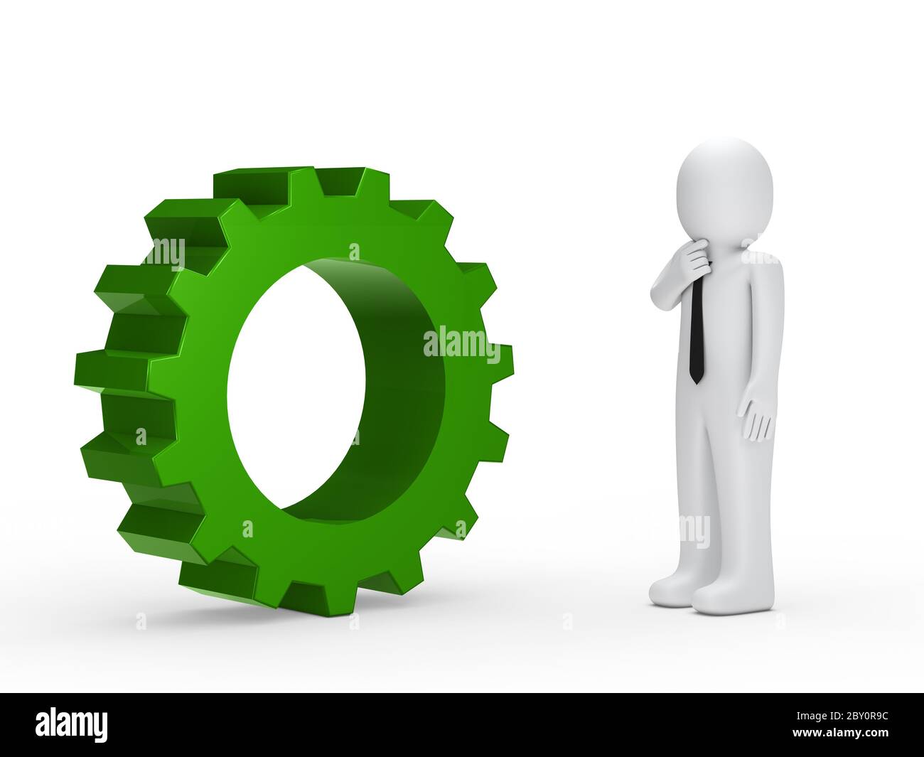 Business man green mechanical gear Stock Photo - Alamy