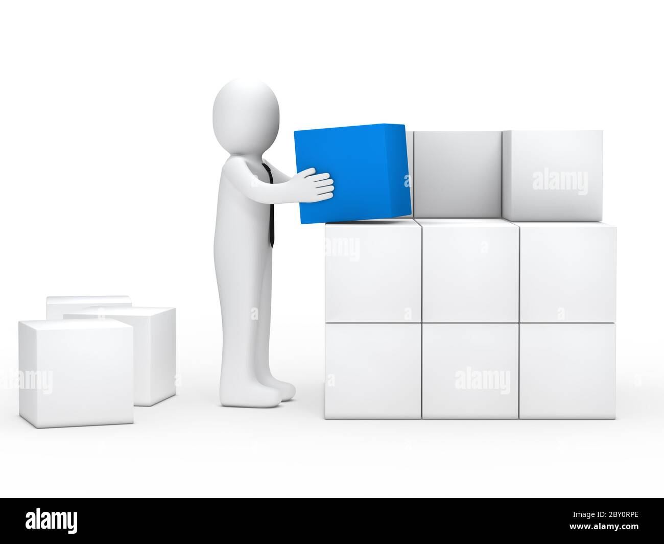 Business man stack cubes Stock Photo - Alamy