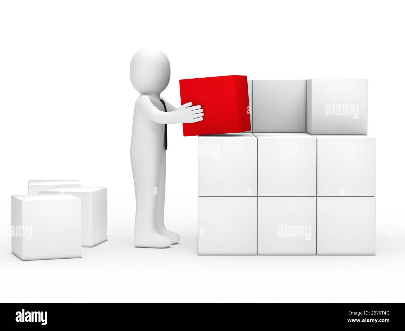 Business man stack cubes Stock Photo - Alamy