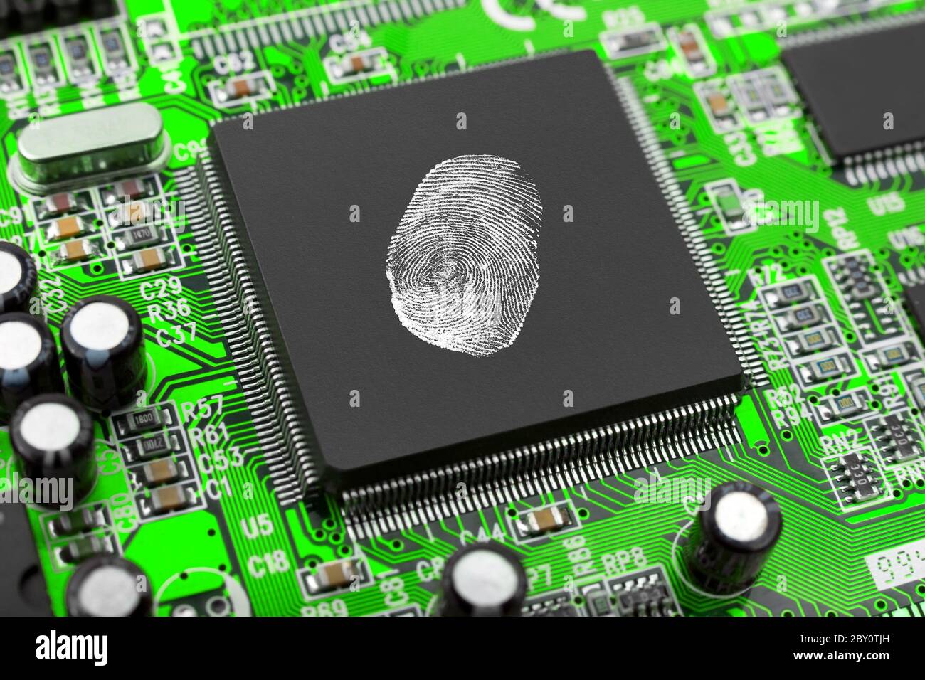 Fingerprint on computer chip Stock Photo - Alamy