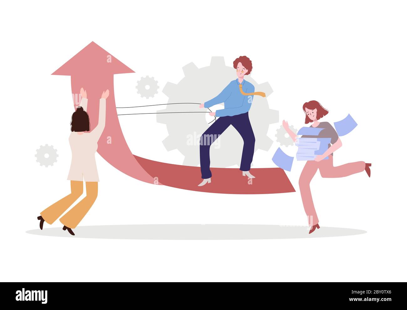 Executives work together control and raise up arrow. perfect for ...