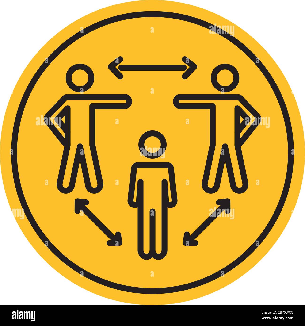 social distancing diagram with pictogram people and arrows over white ...