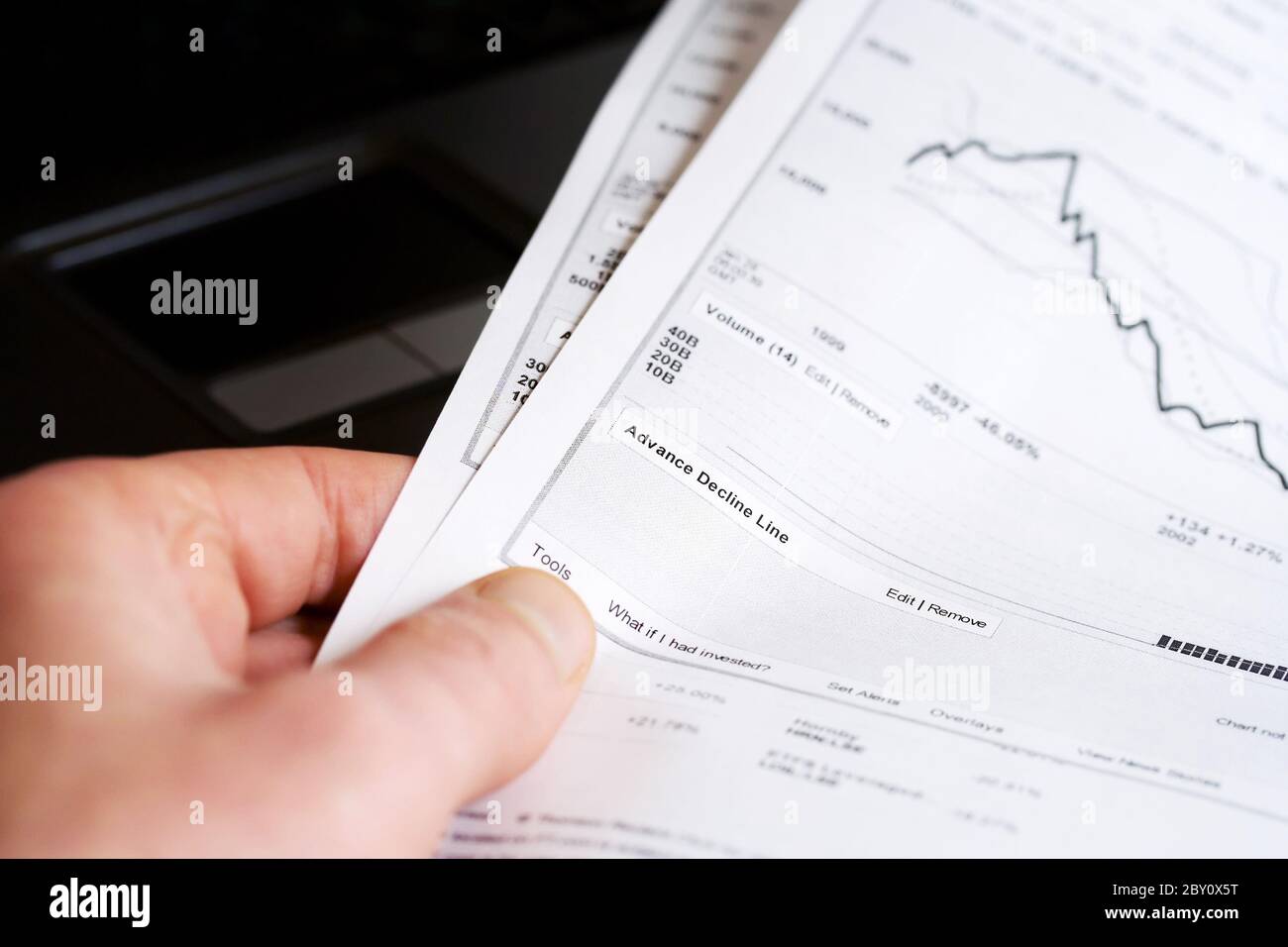 Stock market reports analysis Stock Photo - Alamy