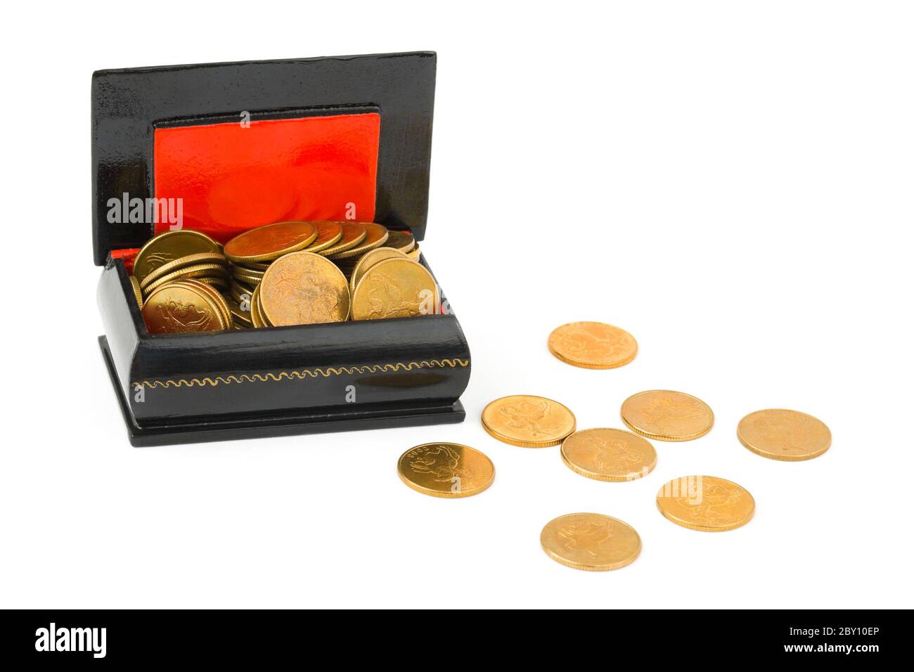 Gold money in box Stock Photo - Alamy