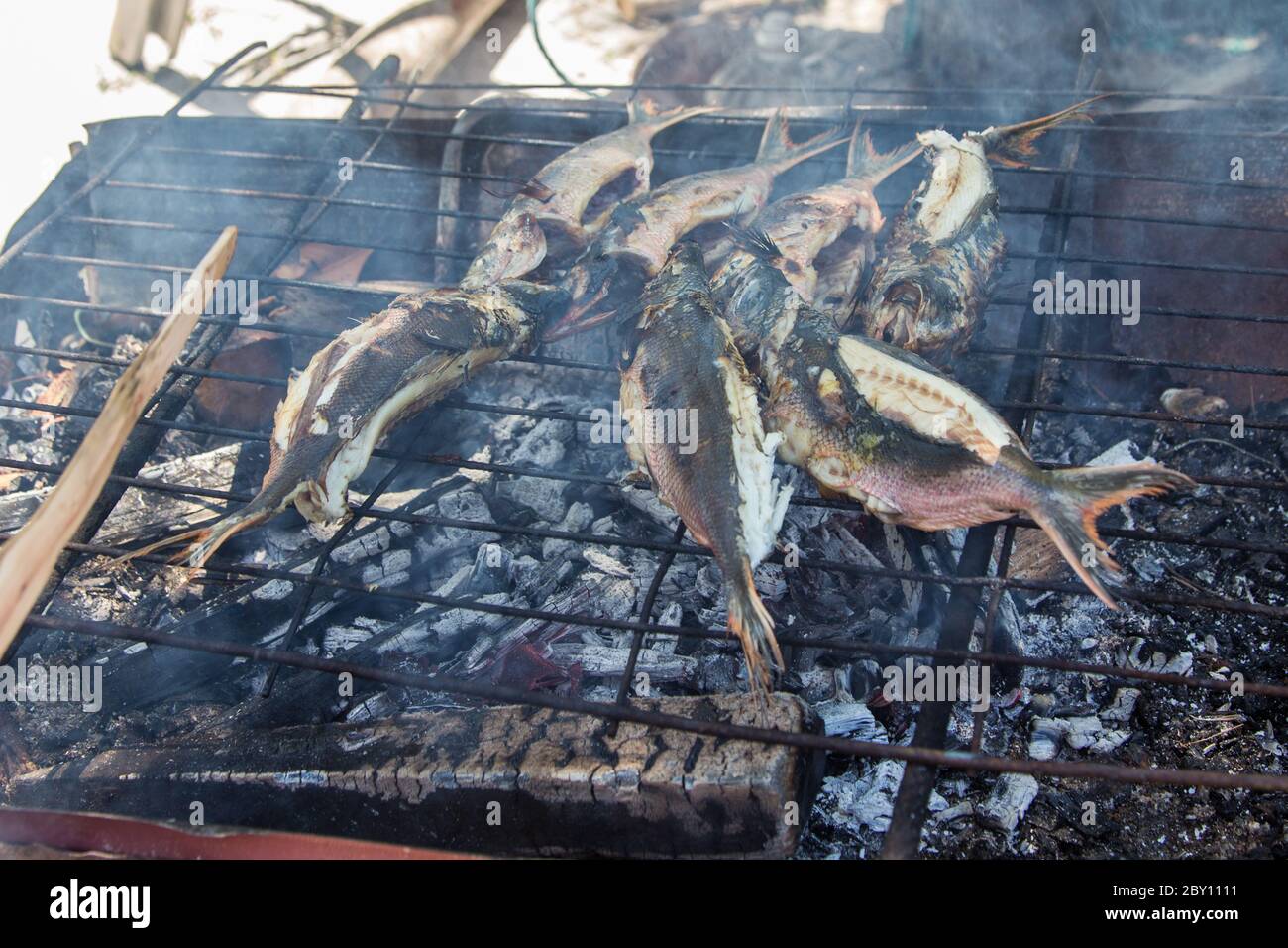 Grilled fish style in Mantanani Island, Kota Belud, Sabah, Borneo Stock ...