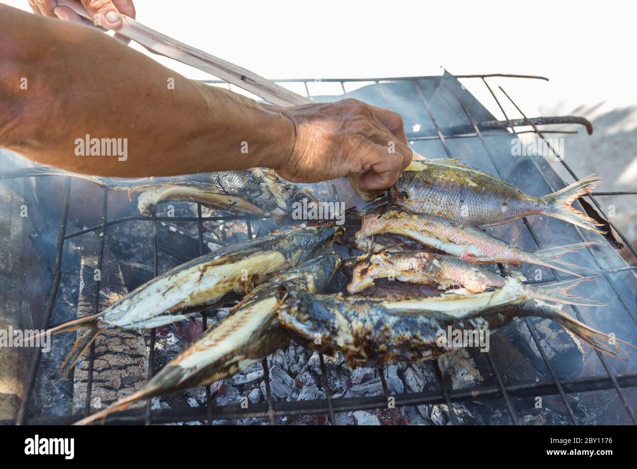 Grilled fish style in Mantanani Island, Kota Belud, Sabah, Borneo Stock ...