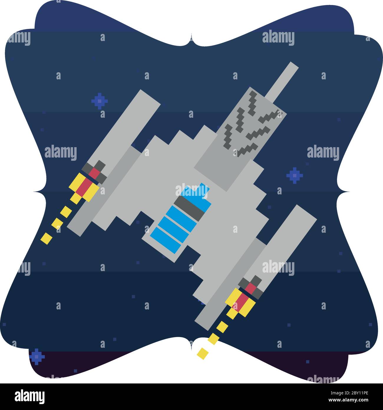 space ship flying 8 bits pixelated icon vector illustration design ...