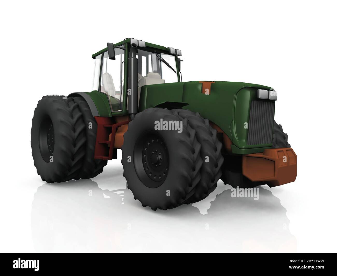 tractor with eight wheels on white background Stock Photo - Alamy