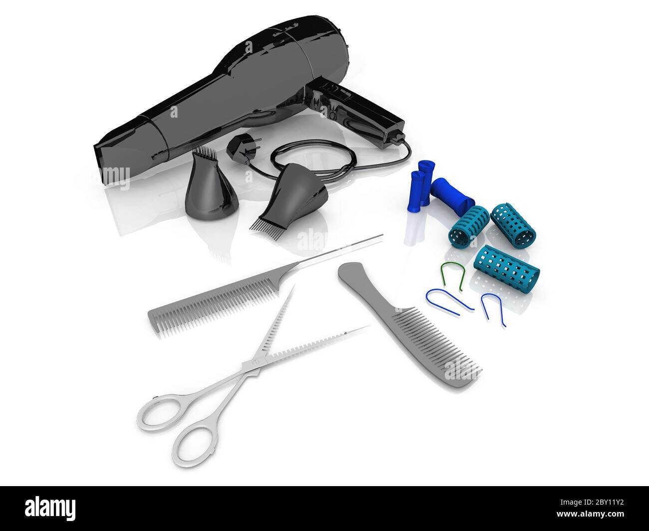 hair tools on white background Stock Photo - Alamy