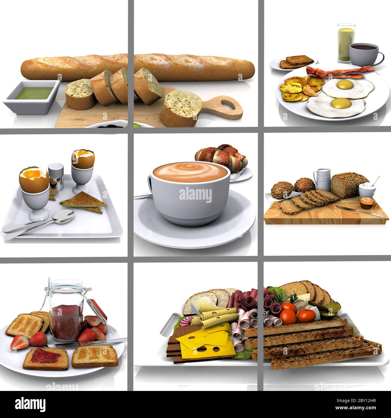 composition of images of breakfast Stock Photo - Alamy
