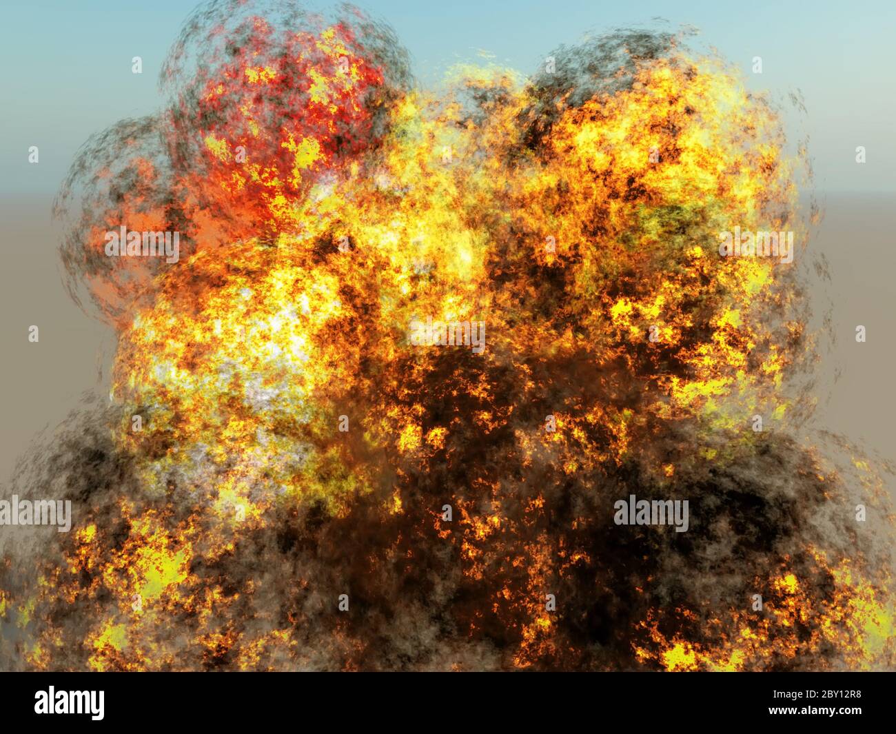 explosion on blue sky background Stock Photo - Alamy