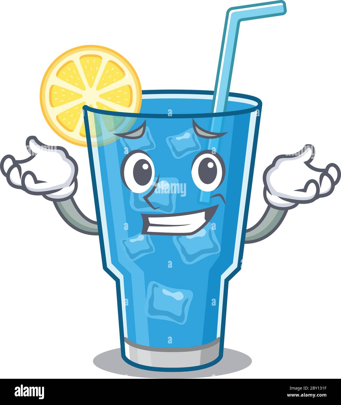 A cute picture of grinning blue lagoon cocktail caricature character ...