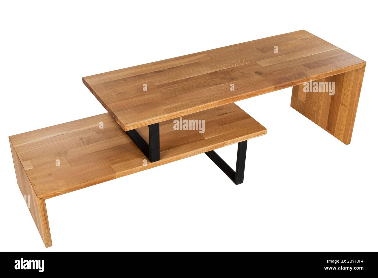 Picture of modern wooden table on isolated background Stock Photo - Alamy
