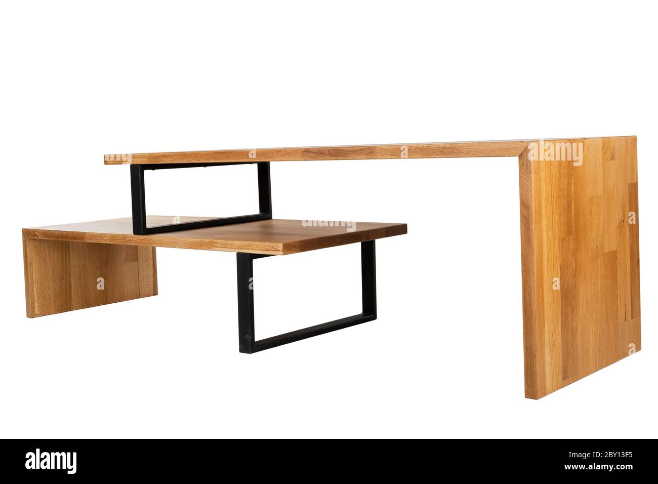 Picture of modern wooden table on isolated background Stock Photo - Alamy