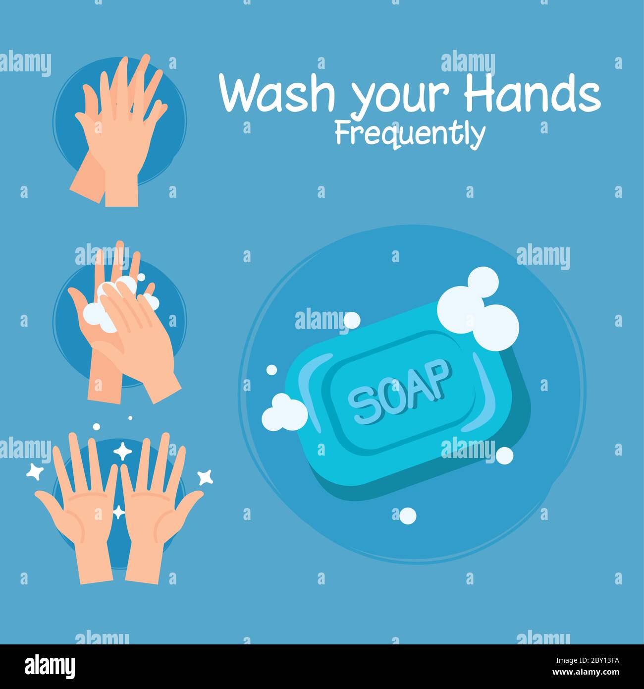 Soap bar and hands washing steps vector design Stock Vector Image & Art ...