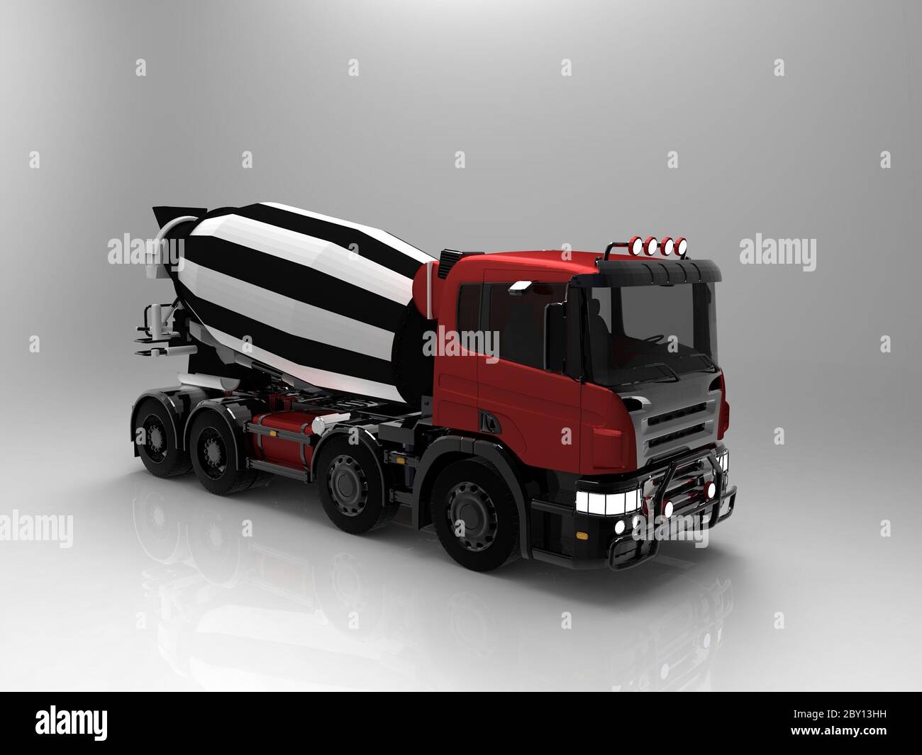 concrete mixer on a grey background Stock Photo - Alamy