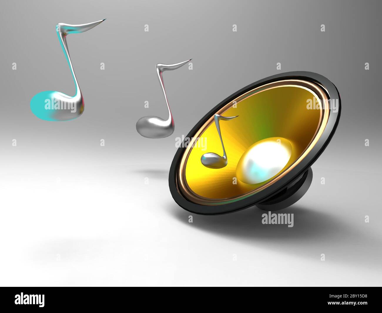 The speaker and music notes Stock Photo - Alamy